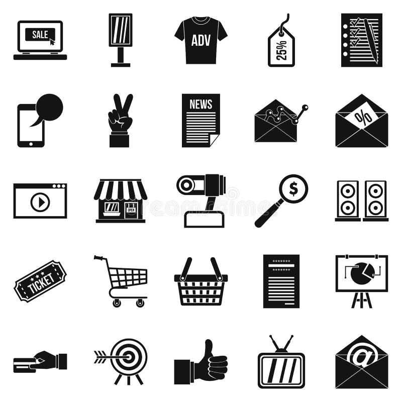 Iconos Fijados, Estilo Simple De La Era Digital Ilustración del Vector ...