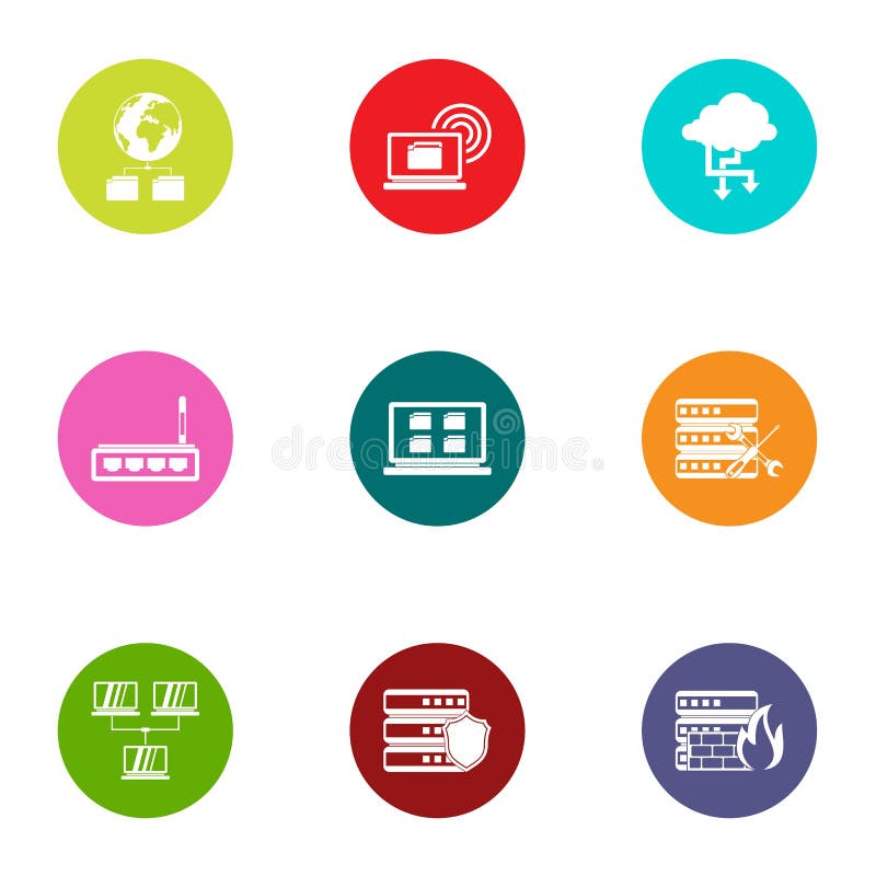 Iconos Interactivos Fijados, Estilo Plano Ilustración del Vector ...