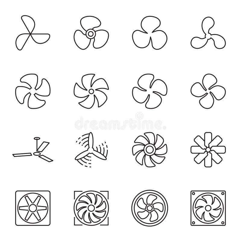 Iconos lineares de la fan ilustración del vector. Ilustración de rotor ...