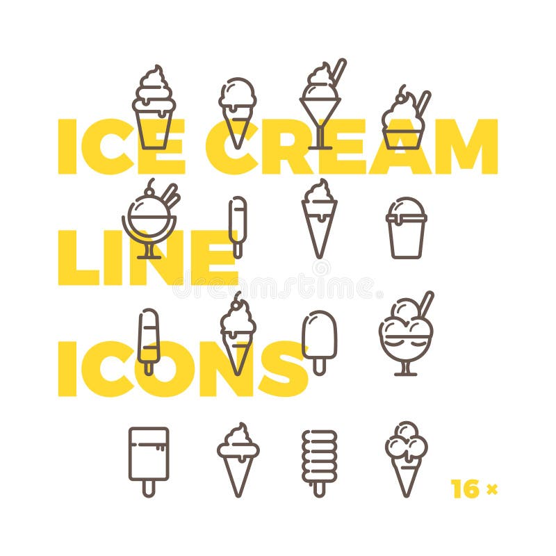 Iconos lineares del helado ilustración del vector. Ilustración de ...