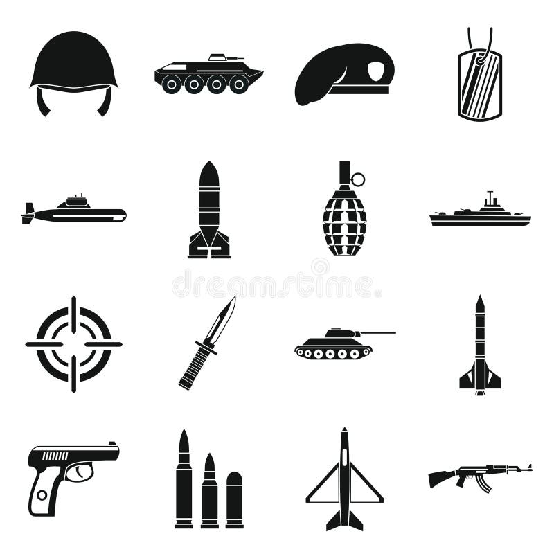 100 Iconos Militares Fijados, Estilo Simple Ilustración del Vector ...