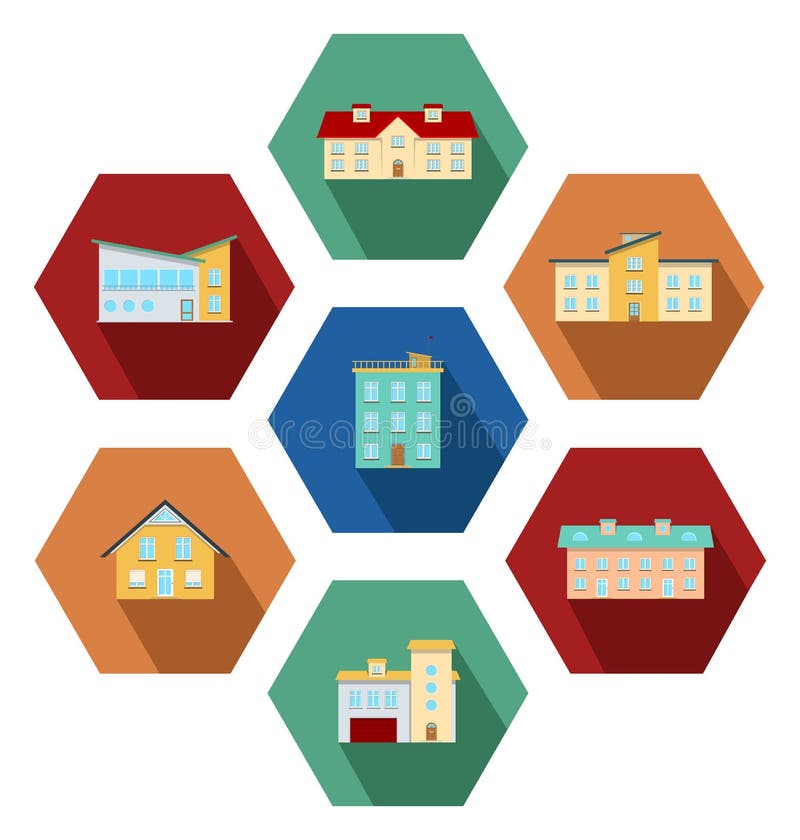 Iconos Modernos De Las Casas Ilustración del Vector - Ilustración de ...