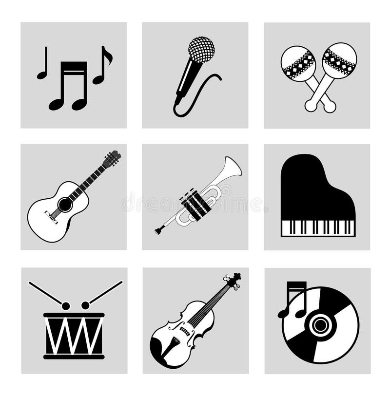 Iconos musicales ilustración del vector. Ilustración de género - 31399515
