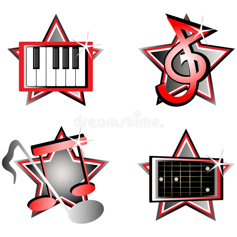Iconos musicales ilustración del vector. Ilustración de teclados - 33513333