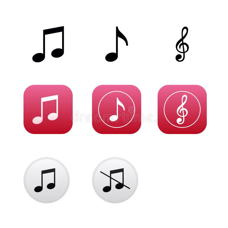 Iconos Musicales Con Las Notas Y La Clave De Sol Ilustración del Vector ...