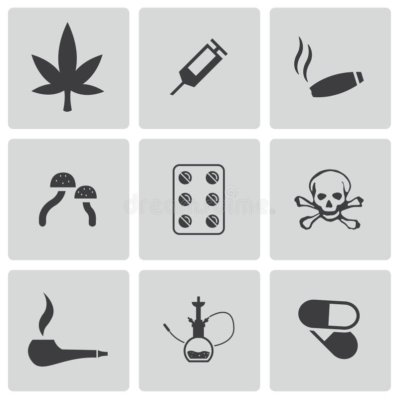 Iconos Negros De Las Drogas Del Vector Fijados Ilustración del Vector ...