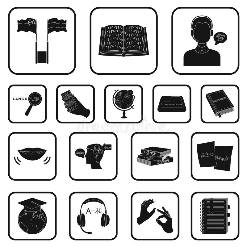 Iconos Negros Del Traductor Y Del Lingüista En La Colección Del Sistema ... Iconos Negros Del Traductor Y Del Lingüista En La Colección Del Sistema ...