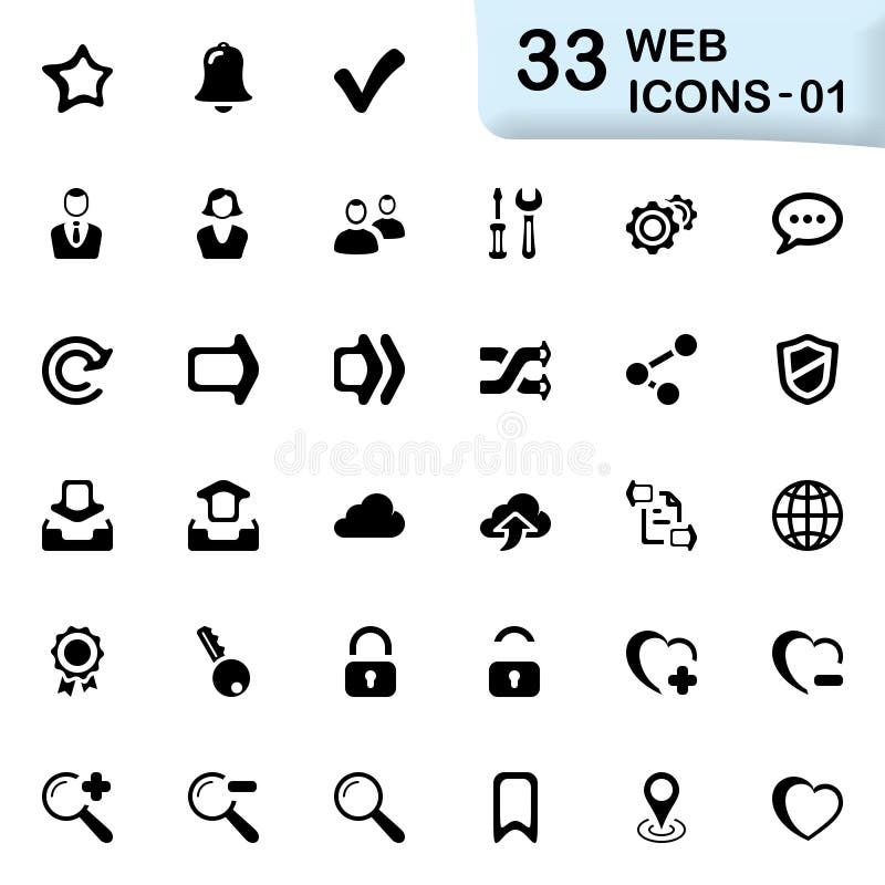 33 Iconos Negros 01 Del Web Ilustración del Vector - Ilustración de ...