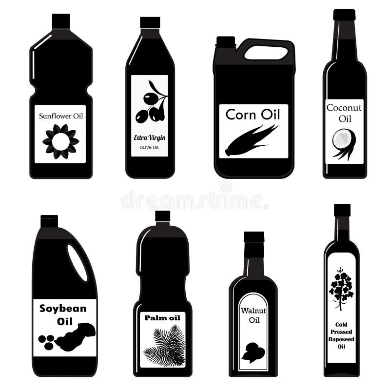Iconos Negros Determinados Del Vector Del Aceite Para Freír Ilustración ...