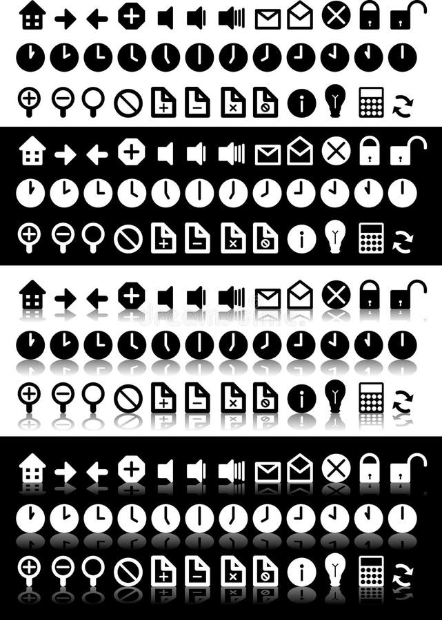 Iconos negros y blancos ilustración del vector. Ilustración de registro ...