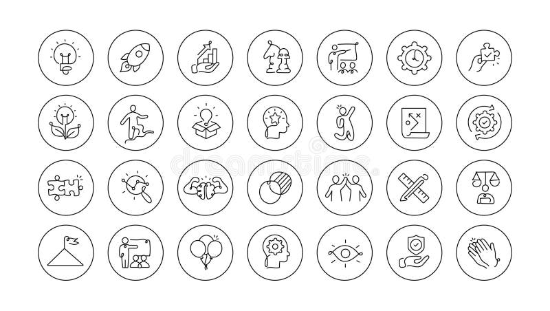 Iconos Para Soluciones Empresariales Creativas. Ilustración del Vector ...