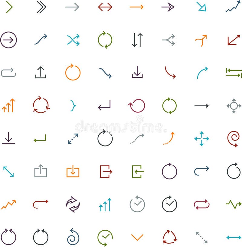 Iconos planos de la flecha ilustración del vector. Ilustración de ...