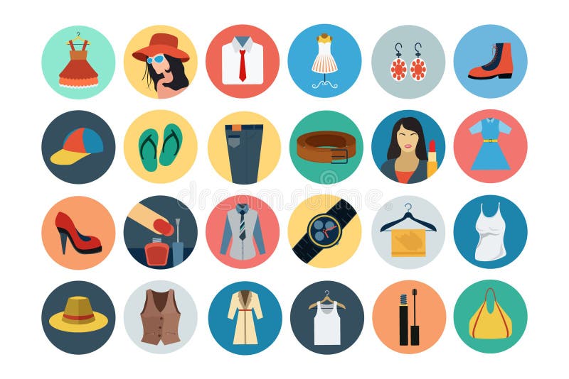 Iconos planos 1 de la moda stock de ilustración. Ilustración de ...