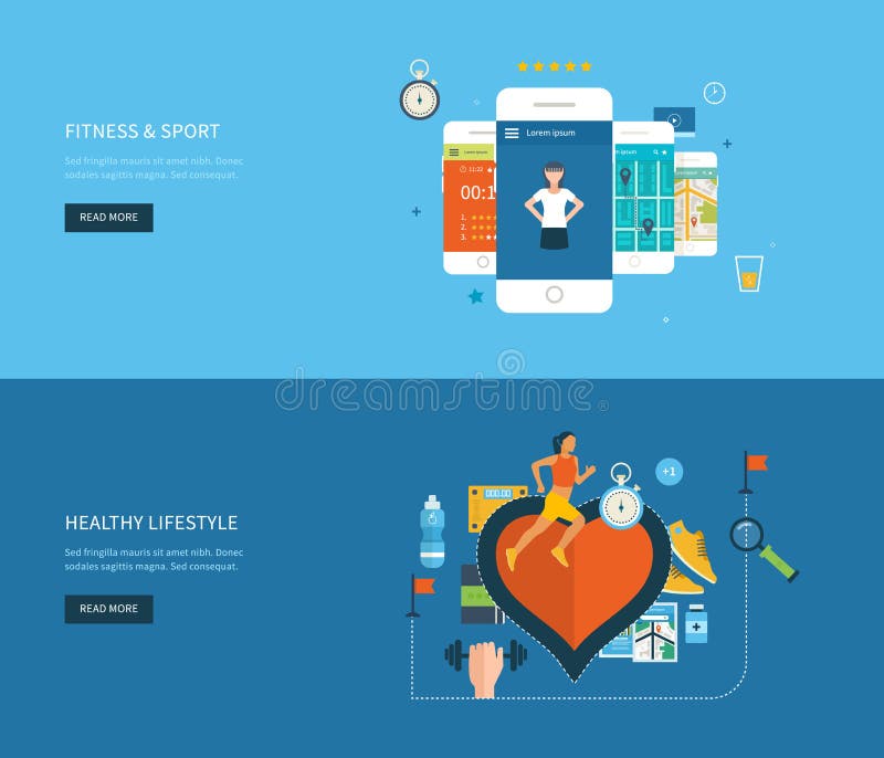 Iconos Planos Modernos Del Vector De La Forma De Vida Sana Ilustración ...