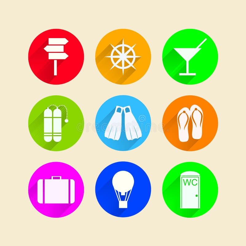Iconos planos para el ocio ilustración del vector. Ilustración de ...