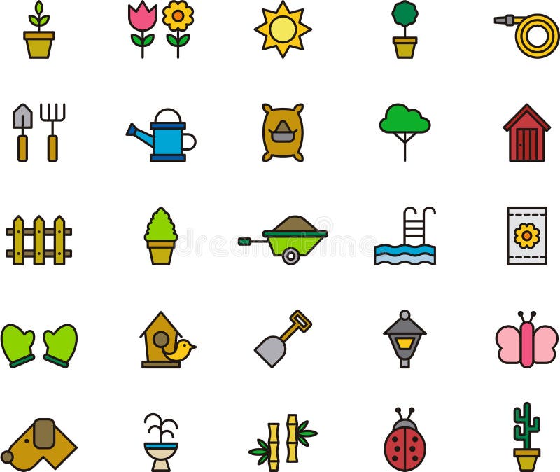 Iconos Que Cultivan Un Huerto Ilustración del Vector - Ilustración de ...