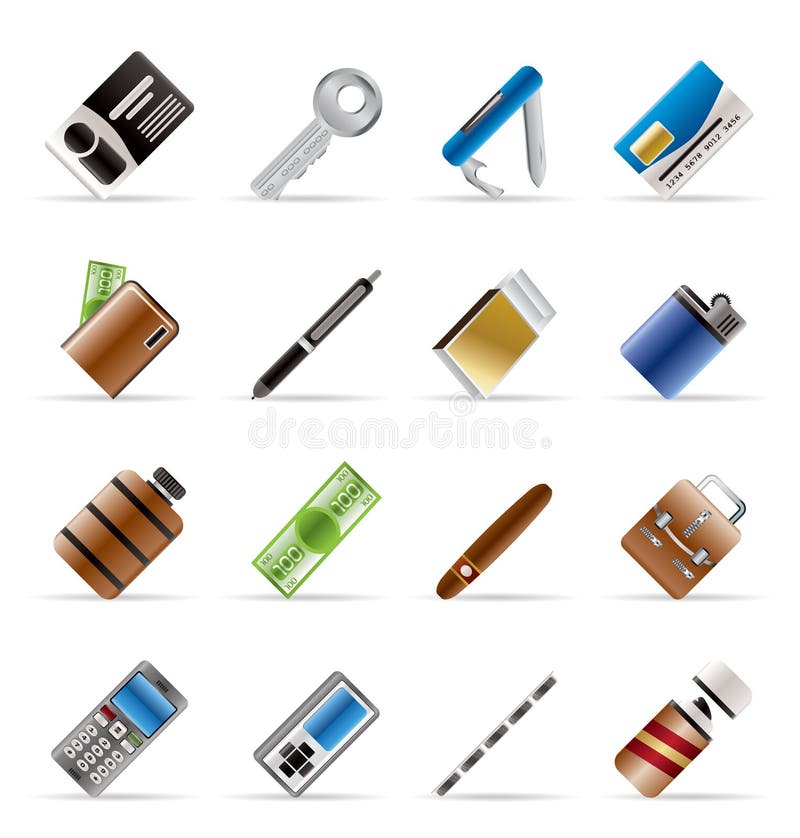 Iconos Realistas Del Objeto Del Vector Ilustración del Vector ...