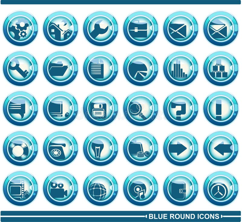 Iconos redondos azules ilustración del vector. Ilustración de carpeta ...