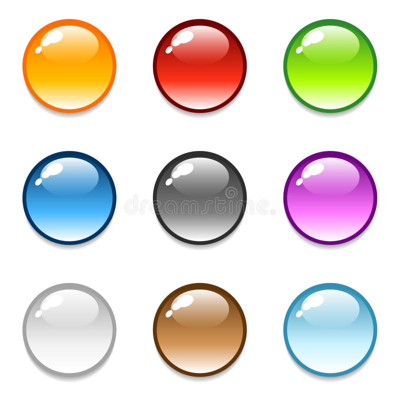 Iconos Redondos Brillantes Del Botón Ilustración del Vector ...