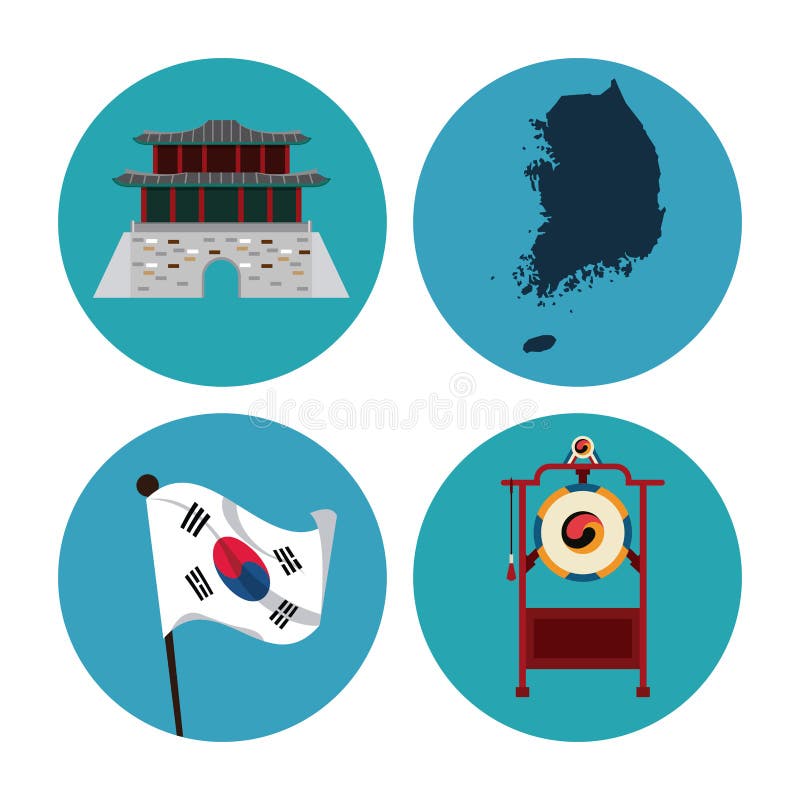Iconos Redondos De La Corea Del Sur Ilustración del Vector ...