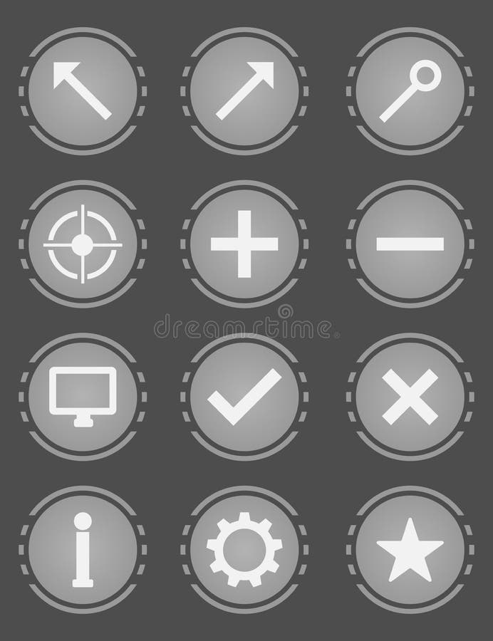 Iconos Redondos Determinados Del Gris Del Vector Ilustración del Vector ...