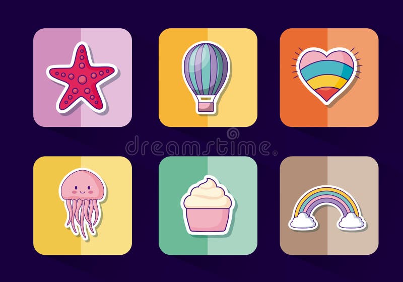 Iconos relacionados lindos ilustración del vector. Ilustración de ...