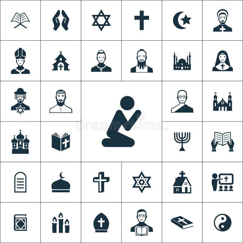 Iconos Religiosos Conjunto Universal Para Web Ilustración del Vector ...