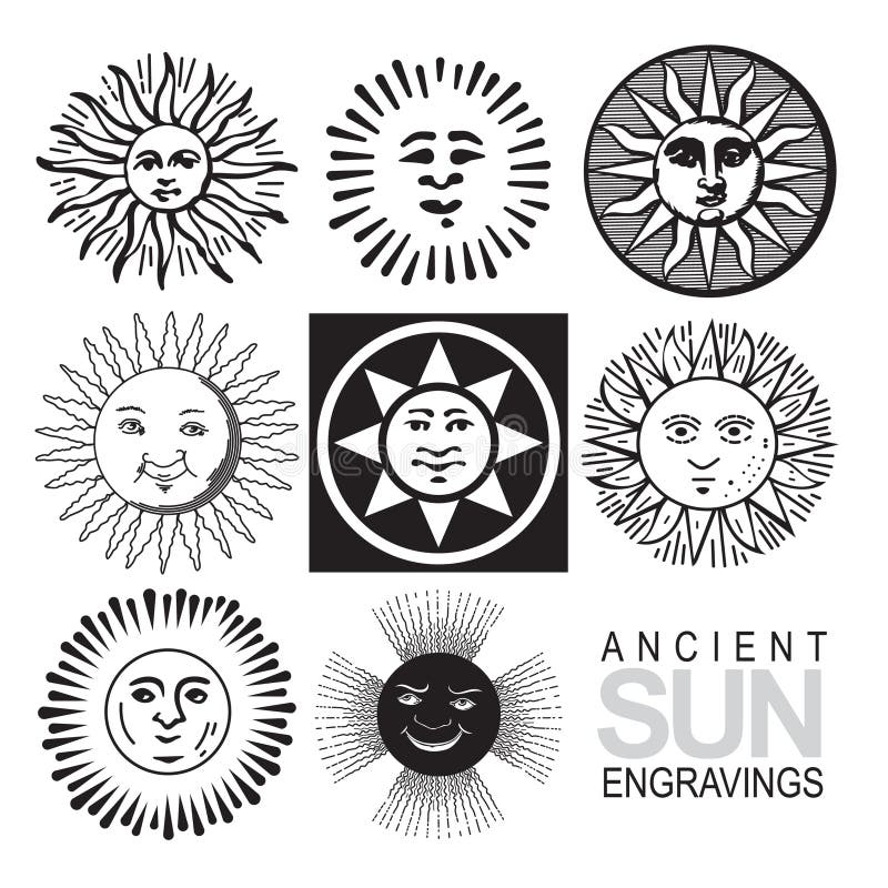 Iconos De Sol Retro (vector) Ilustración del Vector - Ilustración de ...