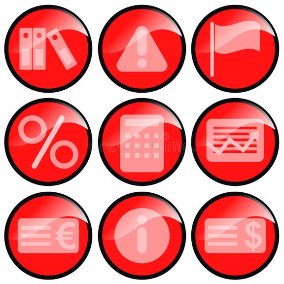 Iconos rojos stock de ilustración. Ilustración de redondo - 2341854