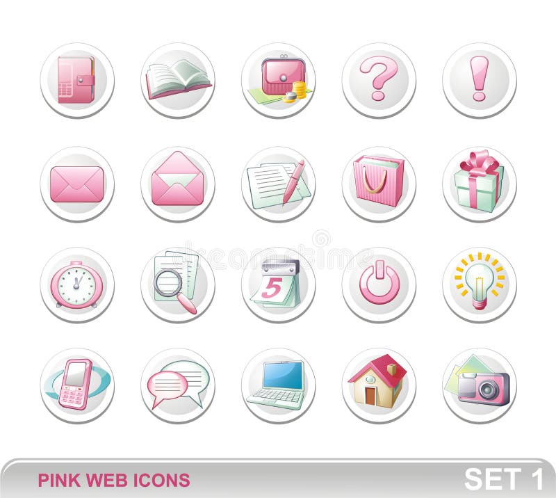 ICONOS ROSADOS SET1 DEL WEB Ilustración del Vector - Ilustración de ...