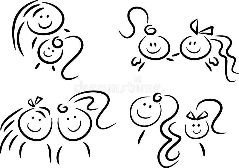 Iconos/símbolos: Hermanas Y Amigos Ilustración del Vector - Ilustración ...