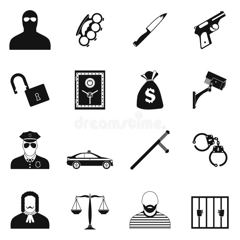 Iconos simples del crimen ilustración del vector. Ilustración de ...