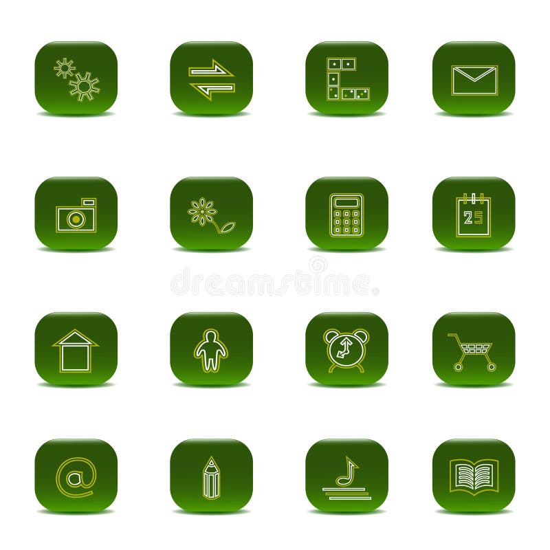 Iconos verdes ilustración del vector. Ilustración de serie - 14715469