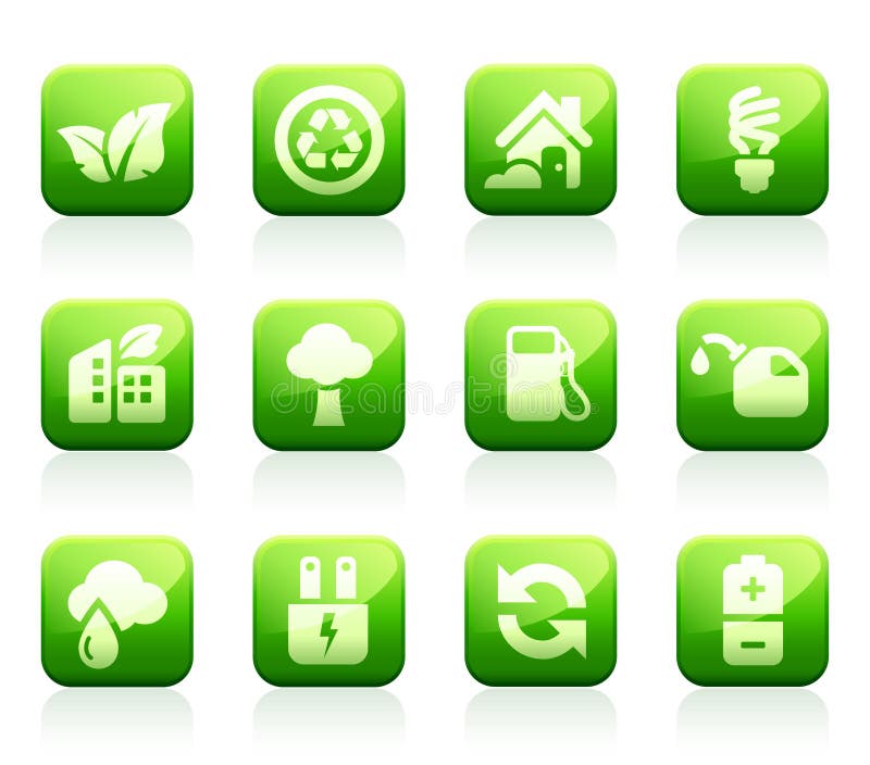 Iconos verdes brillantes ilustración del vector. Ilustración de moderno ...