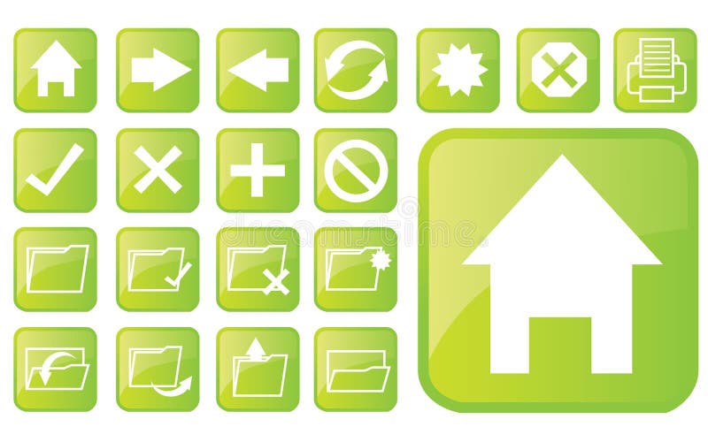 Iconos Verdes Brillantes Parte 2 Ilustración del Vector - Ilustración ...