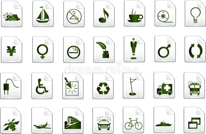 Iconos verdes del vector ilustración del vector. Ilustración de ...