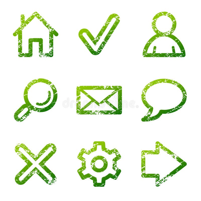 Iconos Verdes Del Web Del Grunge Ilustración del Vector - Ilustración ...