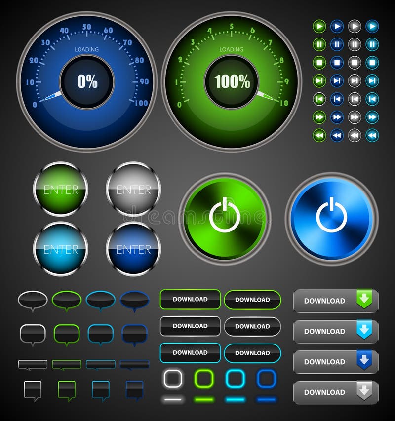 Iconos Y Botones Del Internet. Ilustración del Vector - Ilustración de ...