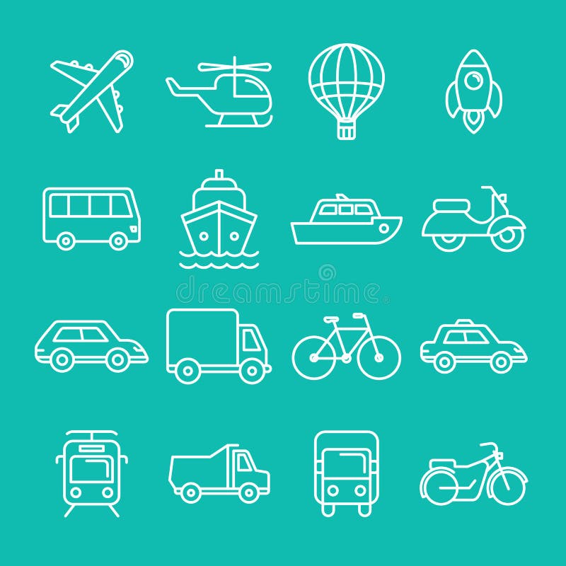 Iconos Y Muestras Del Transporte Del Vector Ilustración del Vector ...