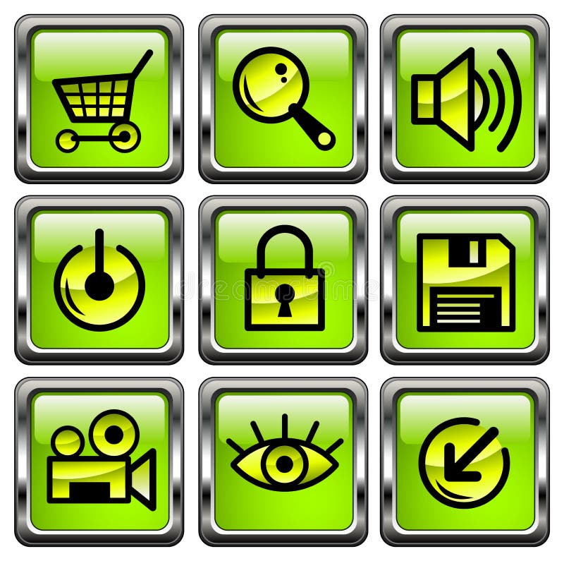 Icons in green stock vector. Illustration of business - 8090006