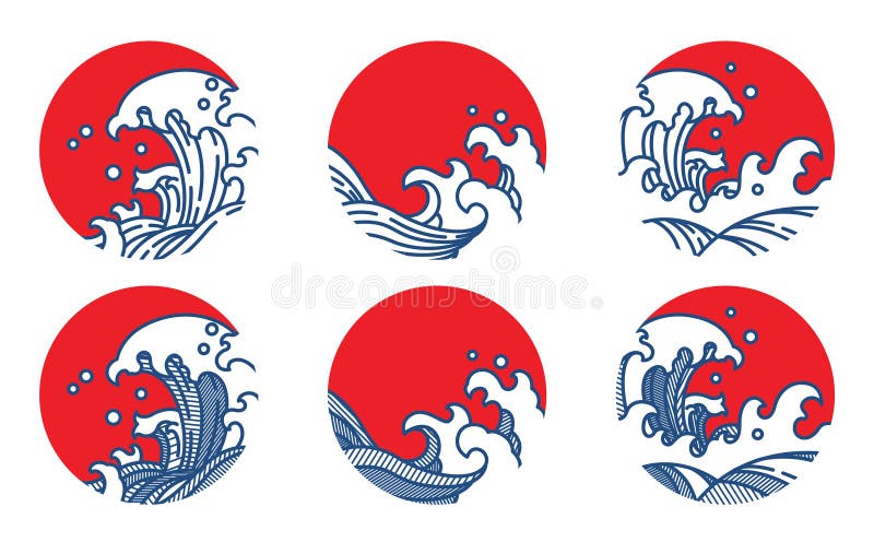 Water Wave Line Logo Template.Japanese.Thai Stock Vector - Illustration ...