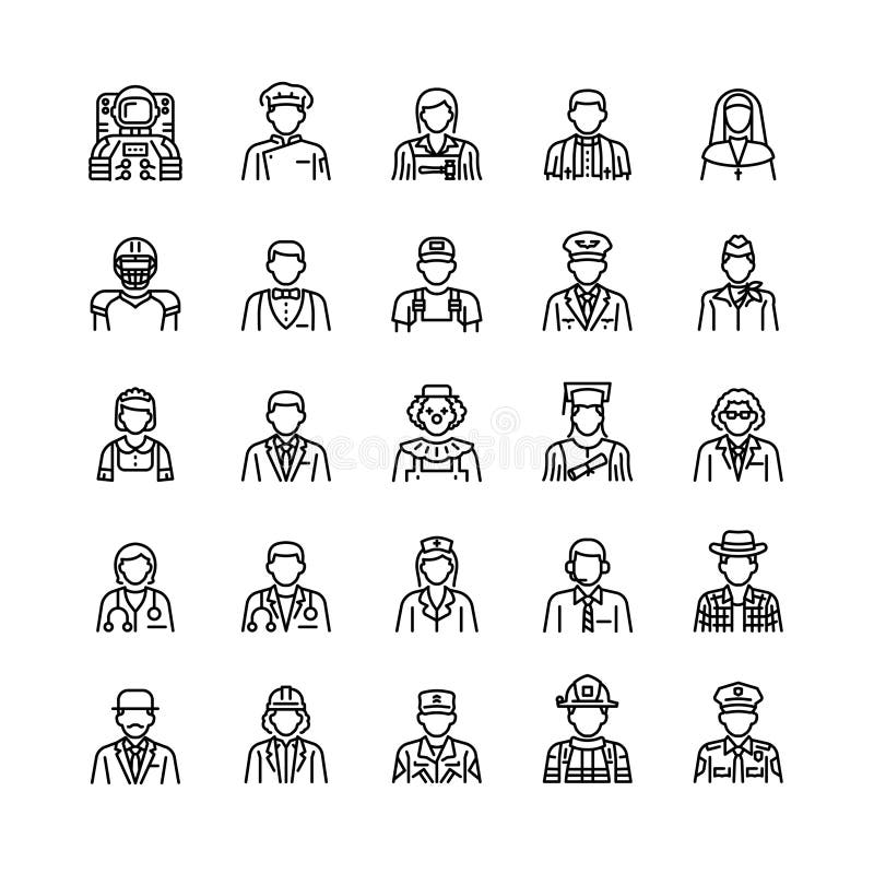 Collection of Icons Representing Various Job Duties and Professions ...