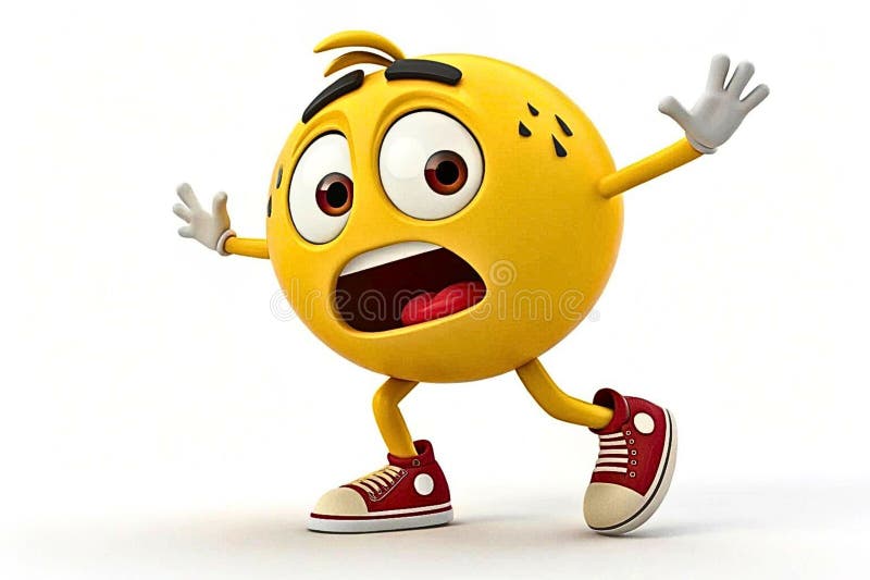 A 3D Rendered Emoji Character with a Surprised Expression, Wide Eyes ...