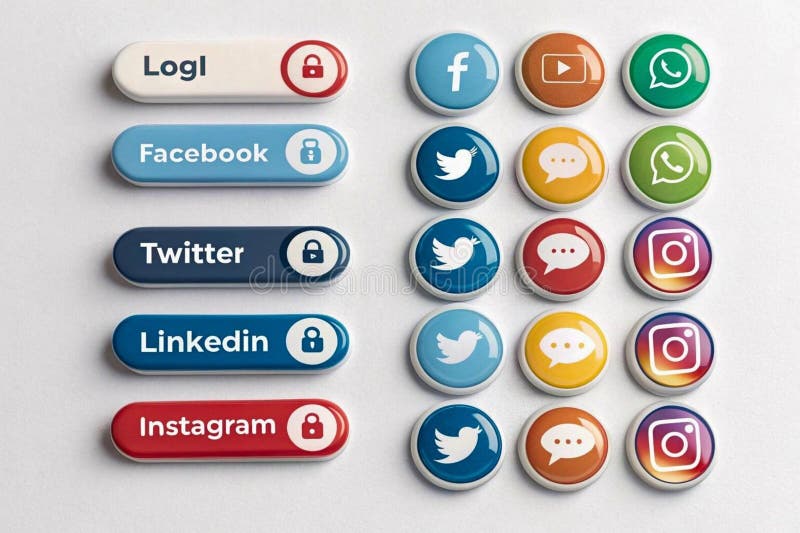 Two Columns of Digital Icons are Displayed. Stock Illustration ...