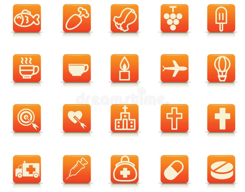 Insurance icons orange stock vector. Illustration of bill - 9953225