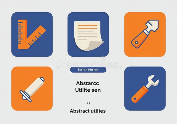 Icons for Abstract Utilities on Blue and Orange Backgrounds Arranged in ...