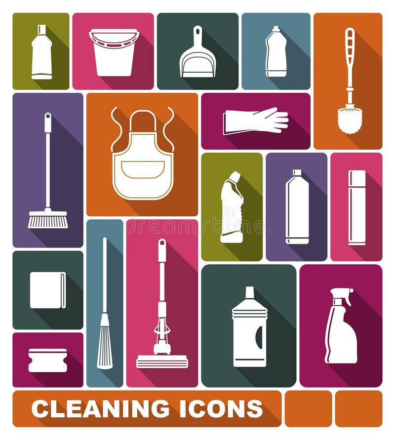 Cleaning Icons. Vector Illustration Stock Vector - Illustration of ...