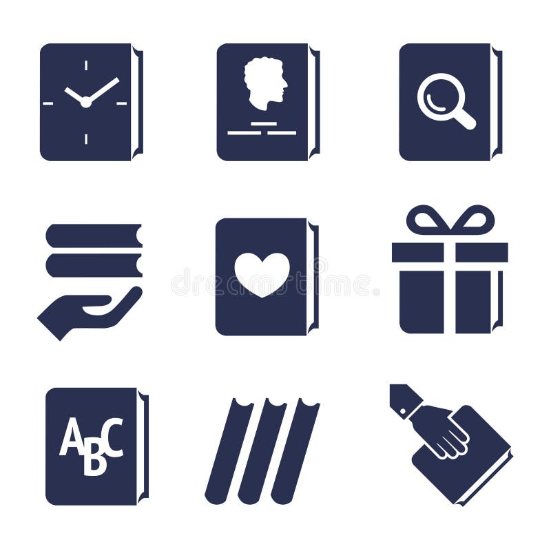 Icons for Actions with Books Stock Vector - Illustration of icon ...