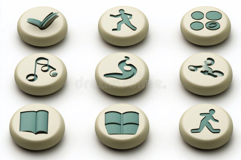 Activity Icons on Round Buttons Stock Illustration - Illustration of ...