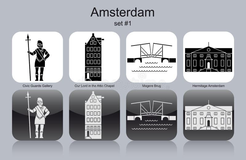 Icons of Amsterdam stock vector. Illustration of canal - 41188024